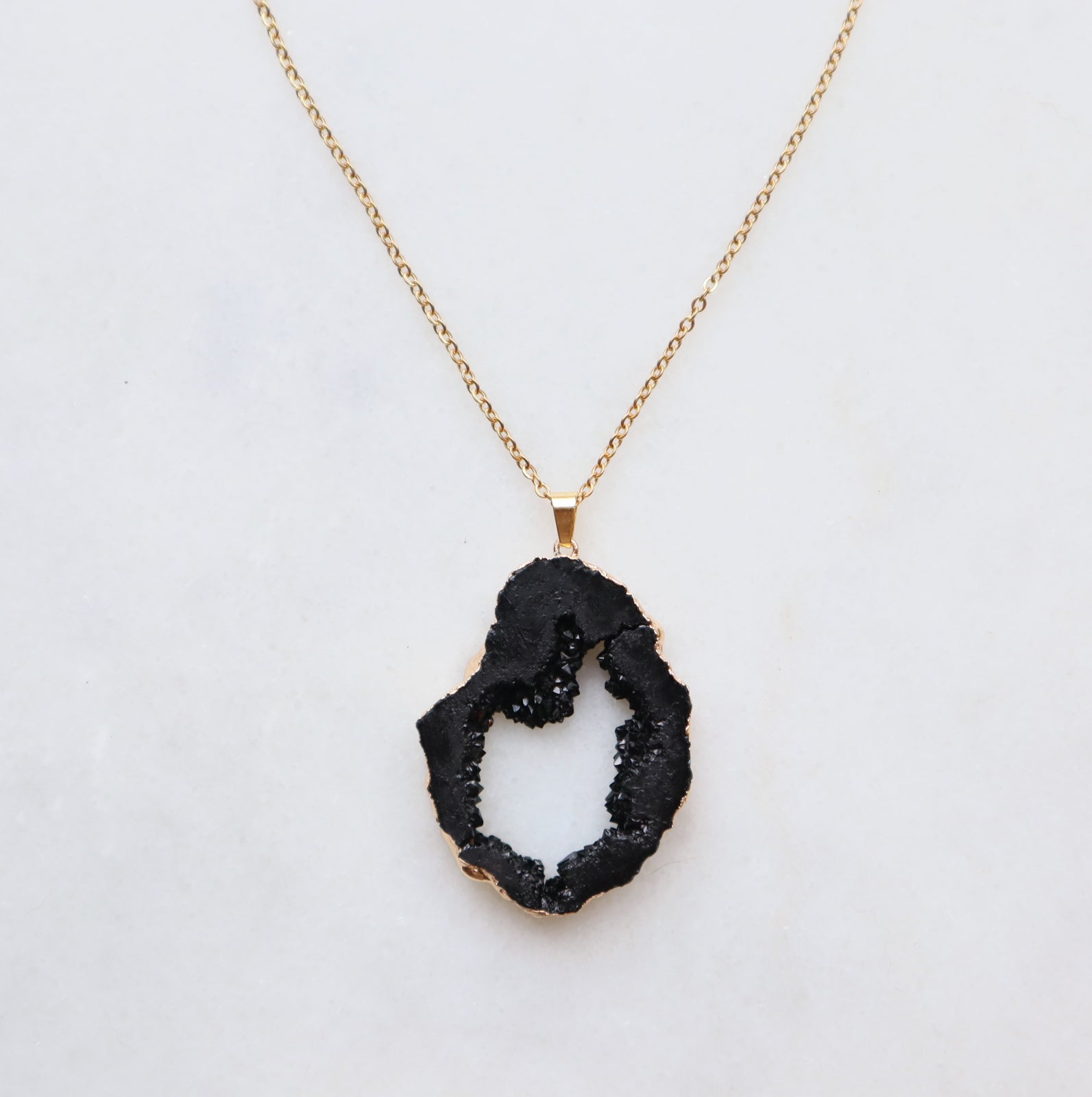Zwarte Druzy Sprinkle ketting – Tuuli Stones